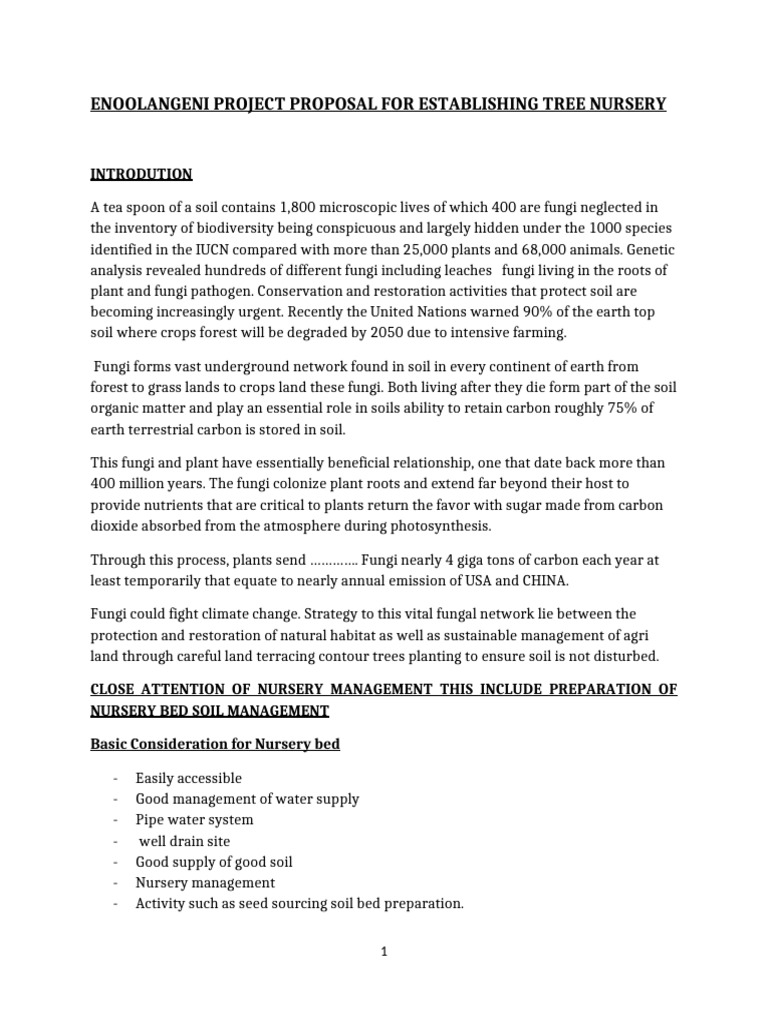 Enoolangeni Tree Nursery Project Proposal | PDF | Soil | Plant Nursery