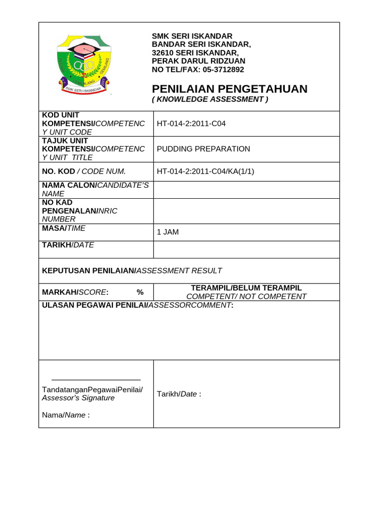 KA PENILAIAN PENGETAHUAN (C04) | PDF