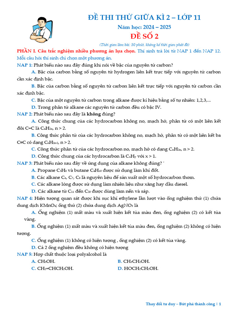 Đề Thi Thử GK2 - Lớp 11 - 2025 - Số 2 | PDF