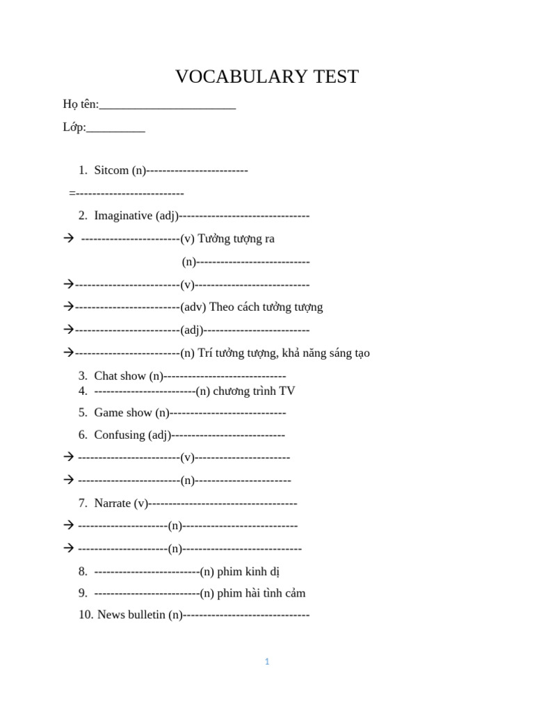 Vocabulary Test | PDF