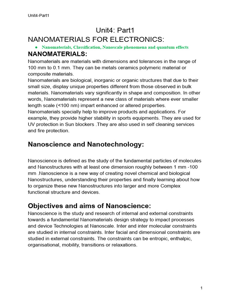 Nanomaterials in Electronics: Overview | PDF | Nanomaterials | Applied And Interdisciplinary Physics