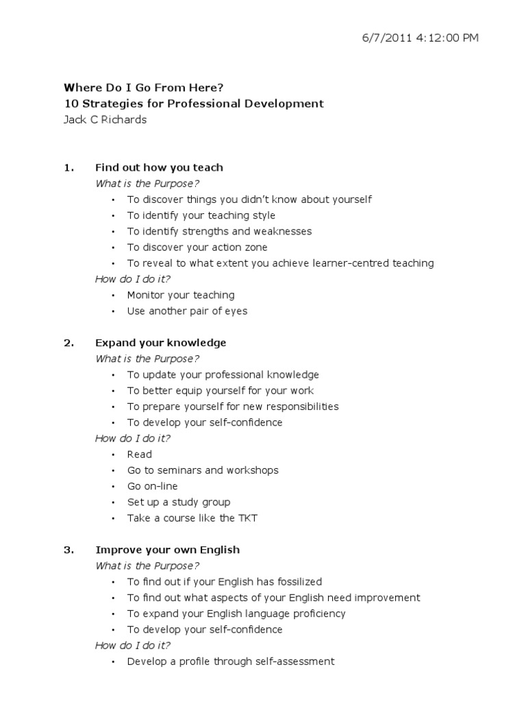 10 Strategies For Professional Development | PDF | Expert | Quality Of Life