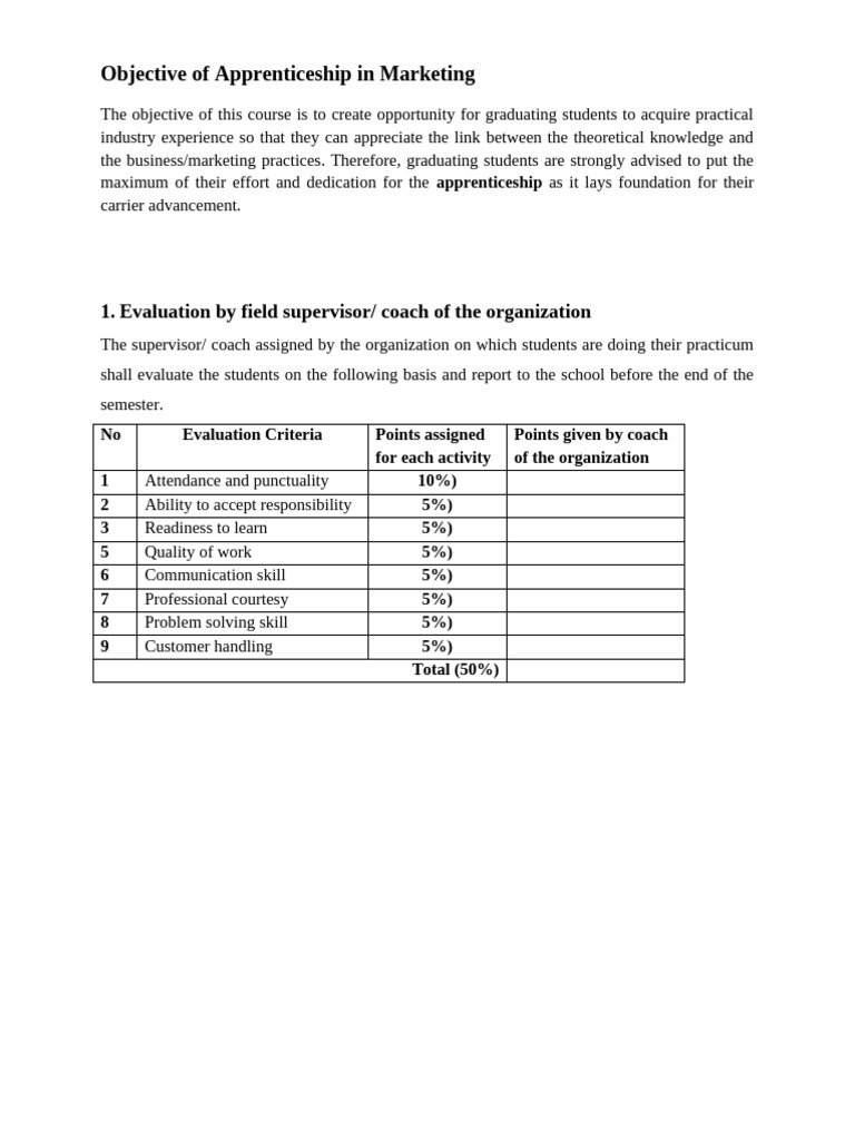 Apprenticeship in Marketing | PDF | Marketing | Business