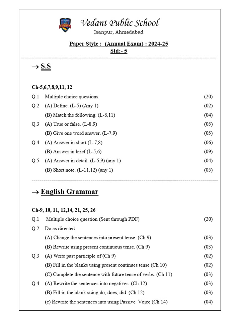 Vedant Public School | PDF
