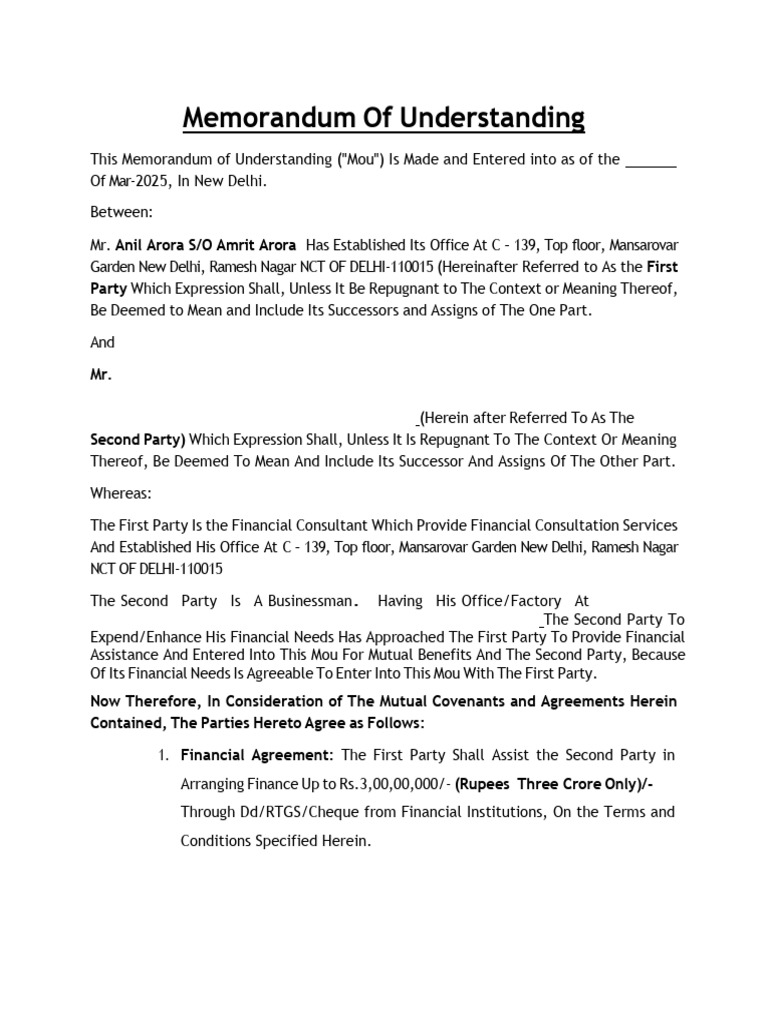 MOU of Pabitra Kumar Sarkar FROM TCC | PDF | Arbitration | Lawsuit