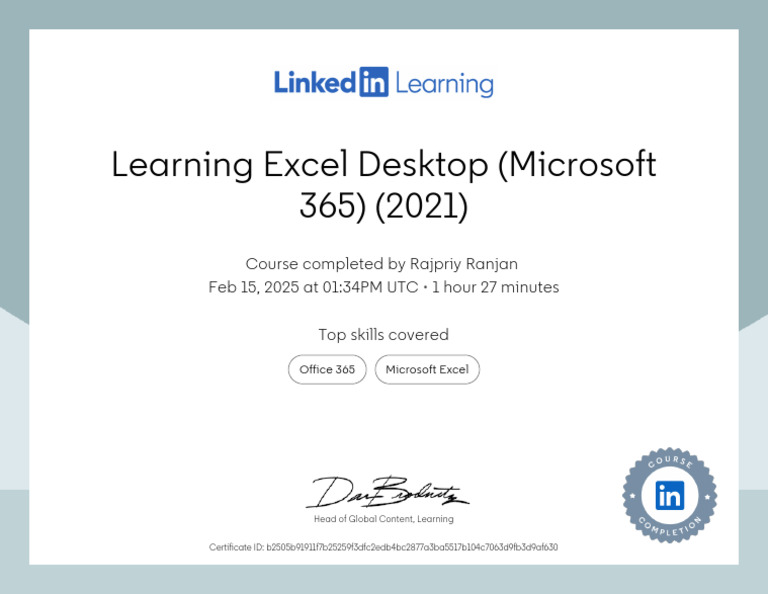 LinkedIn Learning Certificate | PDF