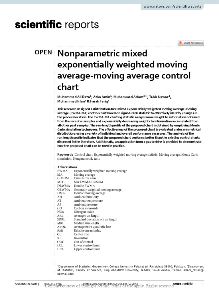 Nonparametric Mixed Exponentially Weighted Moving | PDF | Moving ...