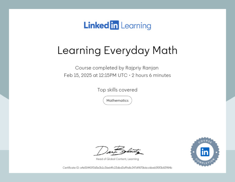 LinkedIn Learning Certificate | PDF