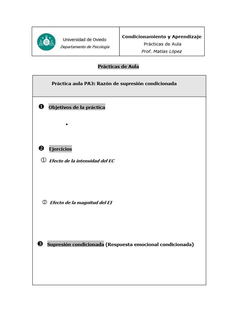 Guía Práctica PA3 | PDF | Condicionamiento clásico | Modificación de comportamiento