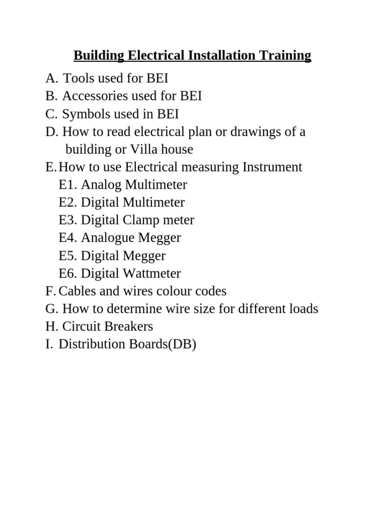 Building Electrical Installation Guide | PDF