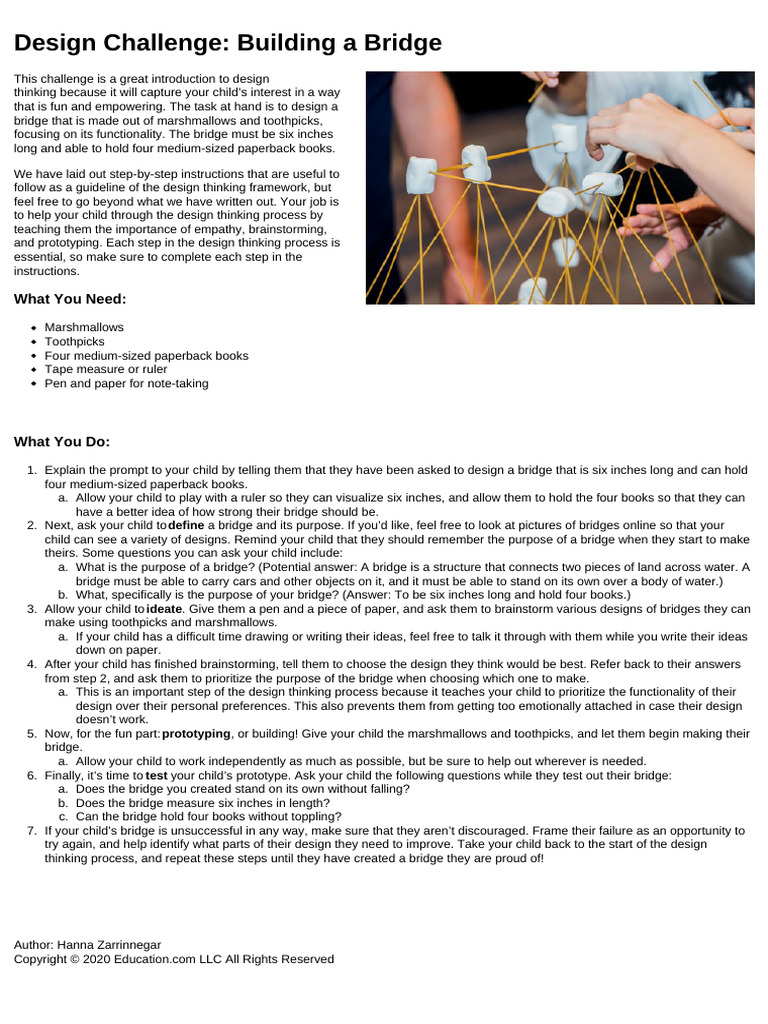Design Challenge Building A Bridge | PDF | Design Thinking | Cognition