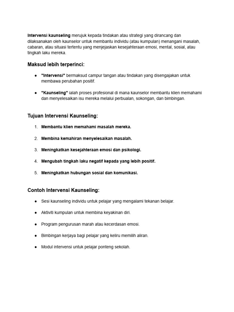 Intervensi Kaunseling | PDF