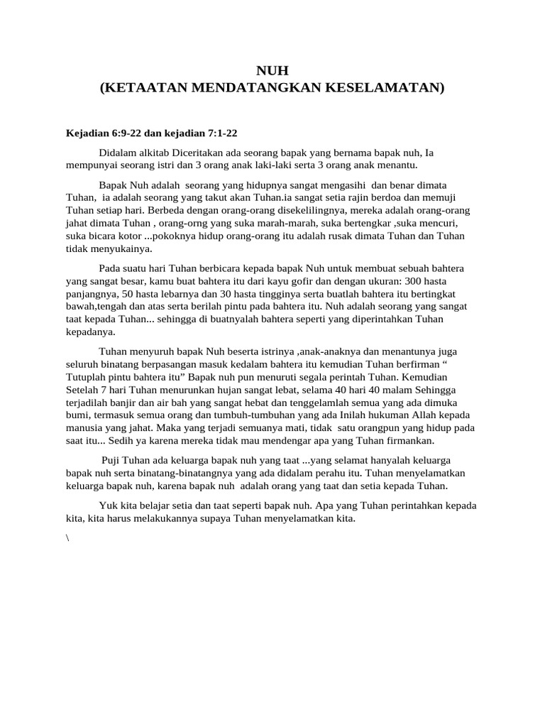 Cerita Alkitab Nabi Nuh-3 | PDF