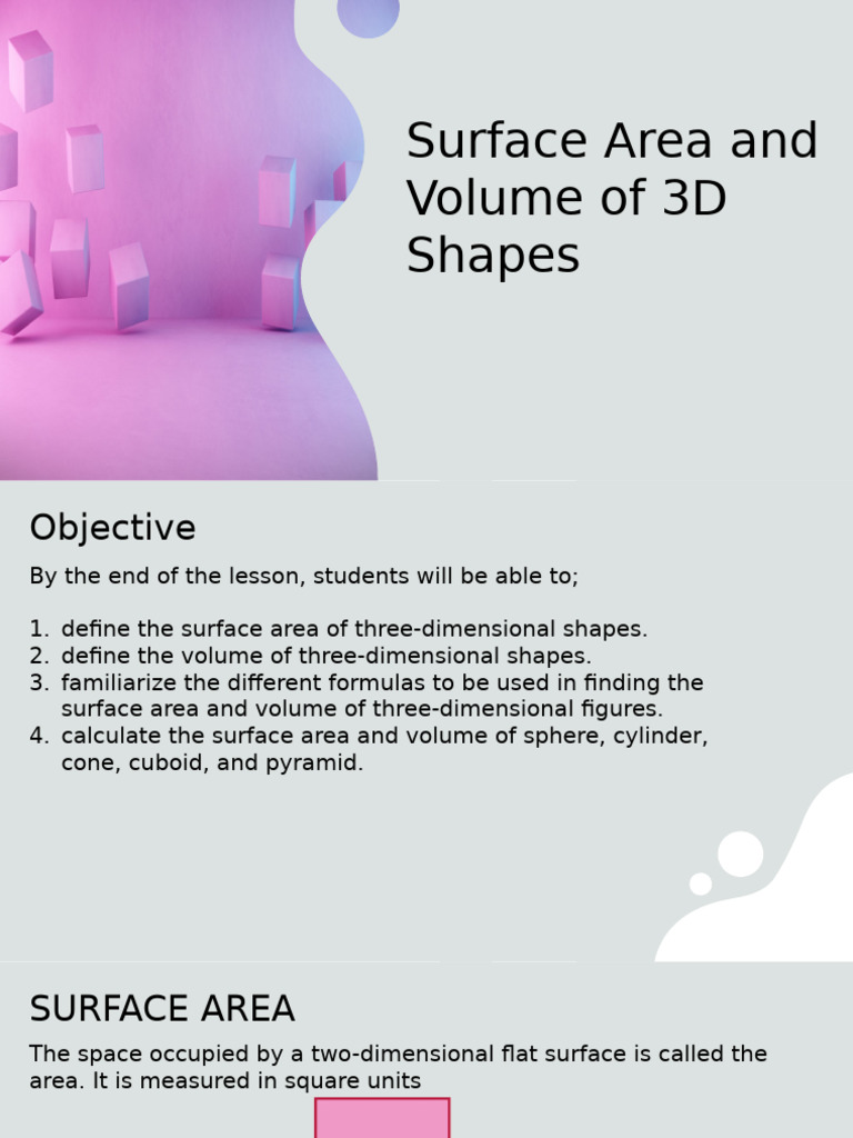 Surface Area & Volume of 3D Shapes | PDF