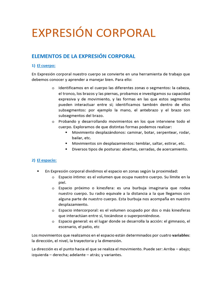 U5 Expresión Corporal | PDF | Comunicación no verbal | Ritmo