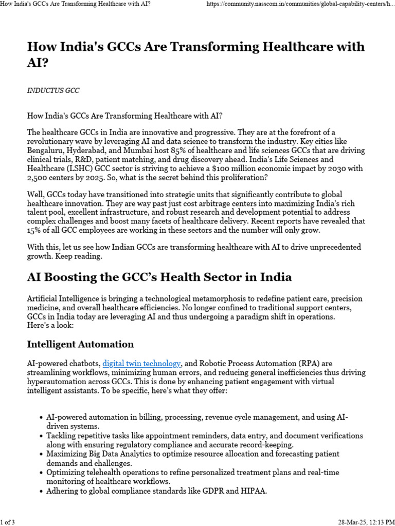 How India's GCCs Are Transforming Healthcare With AI | PDF | Personalized Medicine | Artificial ...