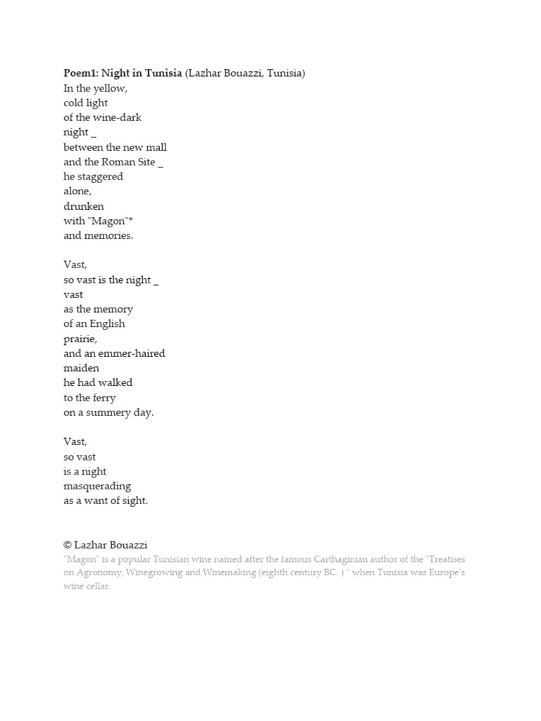 LITT 416 3 North African Poems by Bouazzi, Ouazzani and Tengour | PDF ...