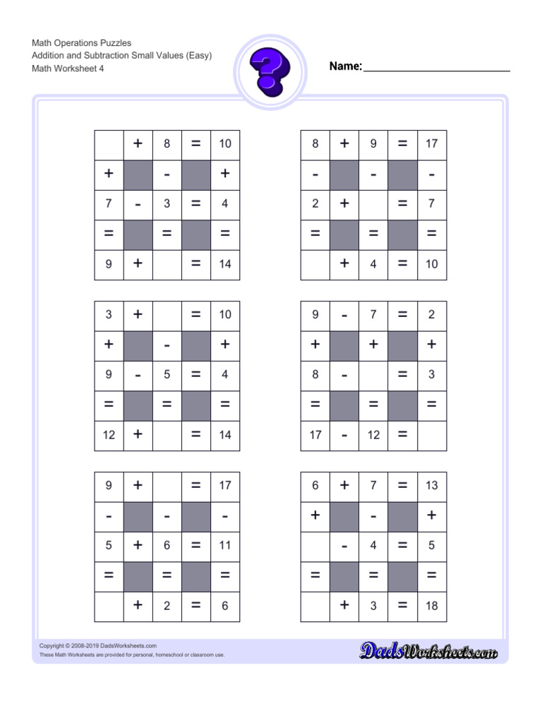 Up Small Plus Minus Easy v4 | PDF