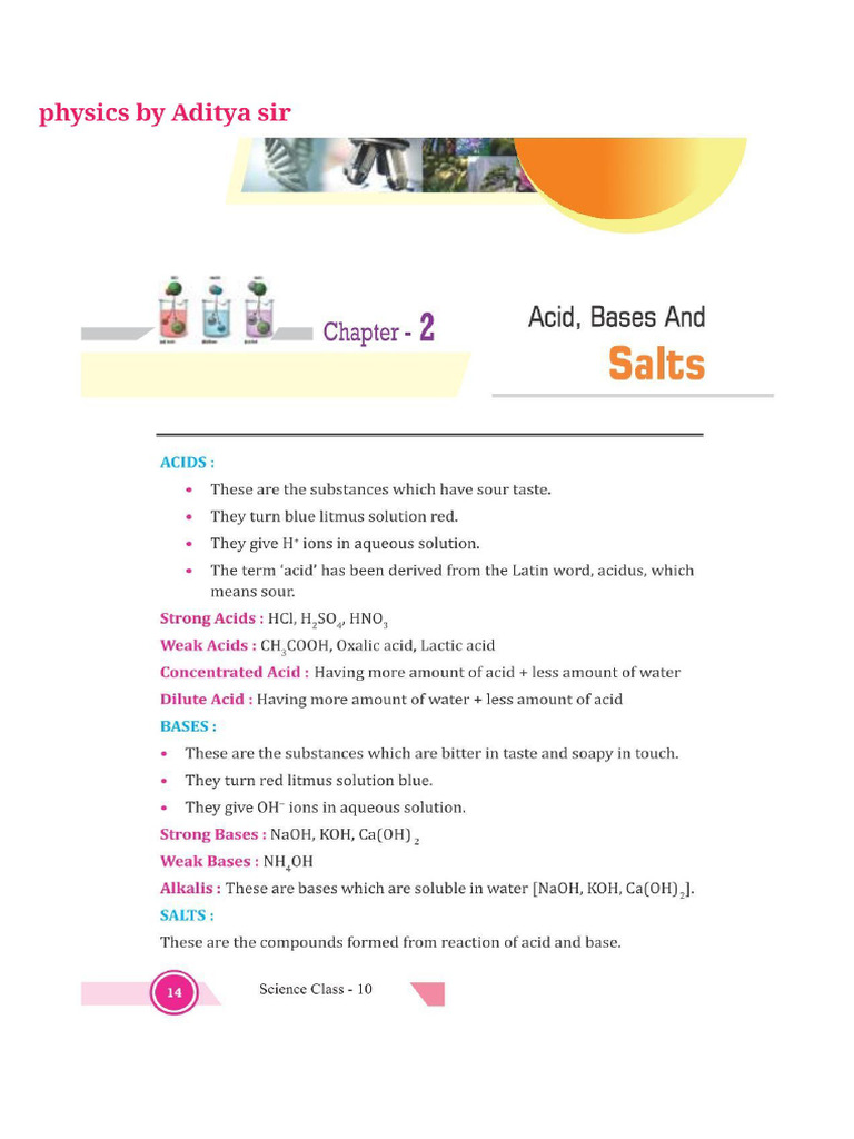 10 SC Acid Bases and Salts Notes | PDF