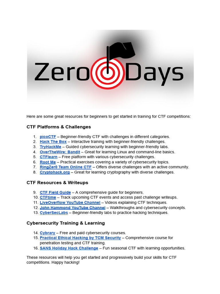 Resources To Get Started in CTFs | PDF | Computing | Information Technology