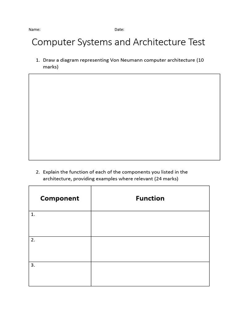 Computer Systems Architecture Test Guide | PDF
