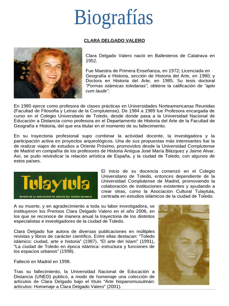 5 Biografia CLARA DELGADO VALERO | PDF | Maestros | Doctorado
