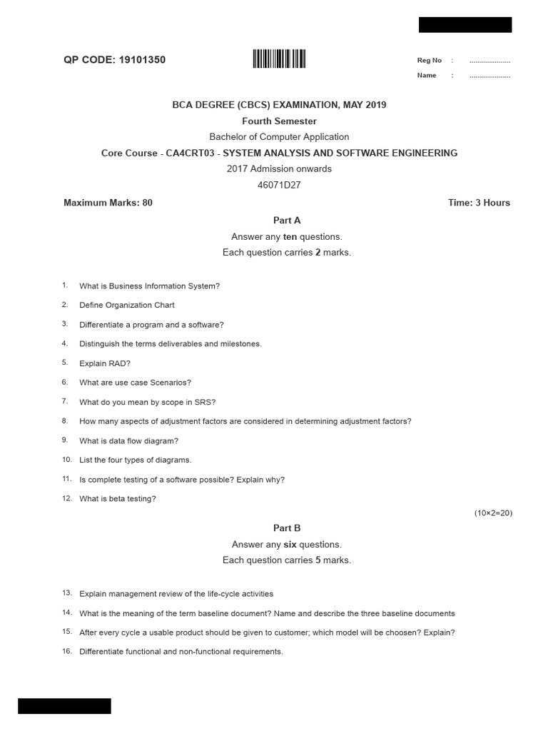 Bca 4 Sem System Analysis and Software Engineering 19101350 May 2019 ...
