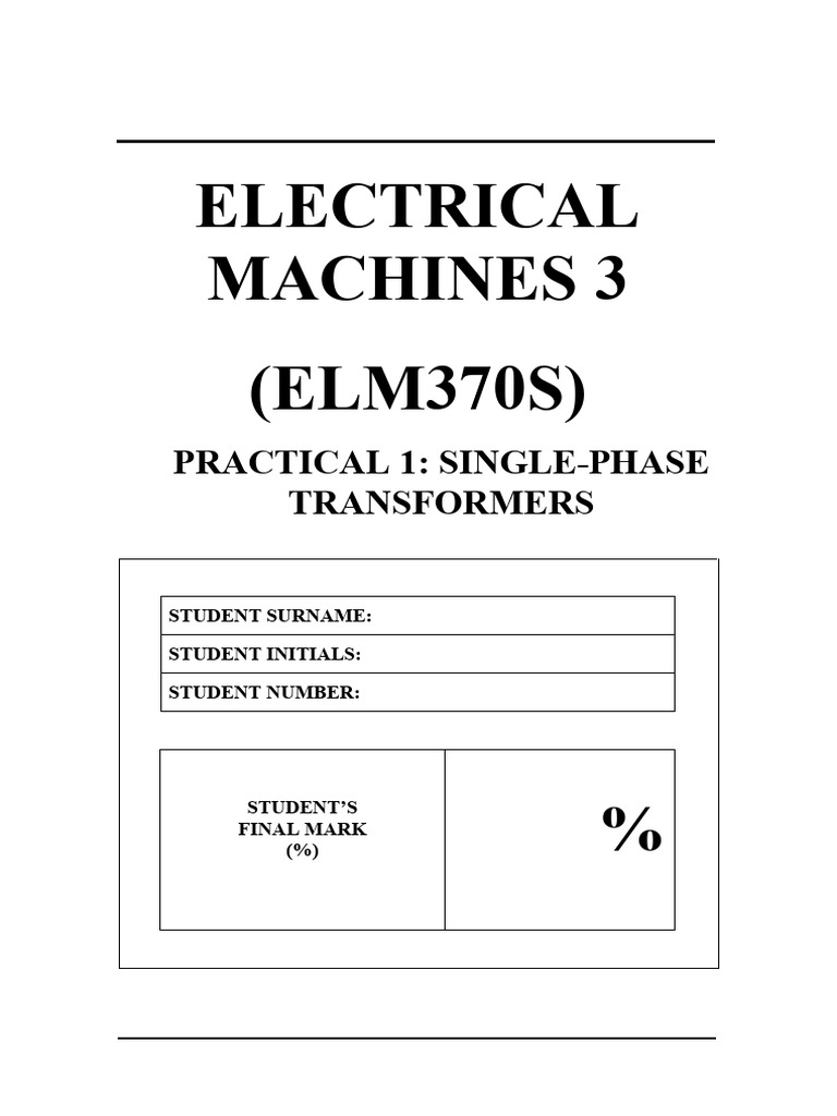 2025 Practical Book 1 - Single Phase Transformers | PDF | Transformer | Electric Power