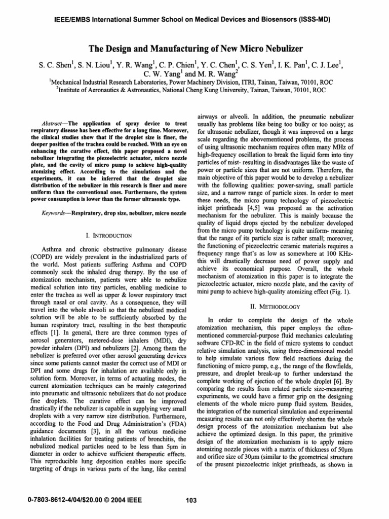 The Design and Manufacturing of New Micro Nebulizer | PDF | Aerosol ...