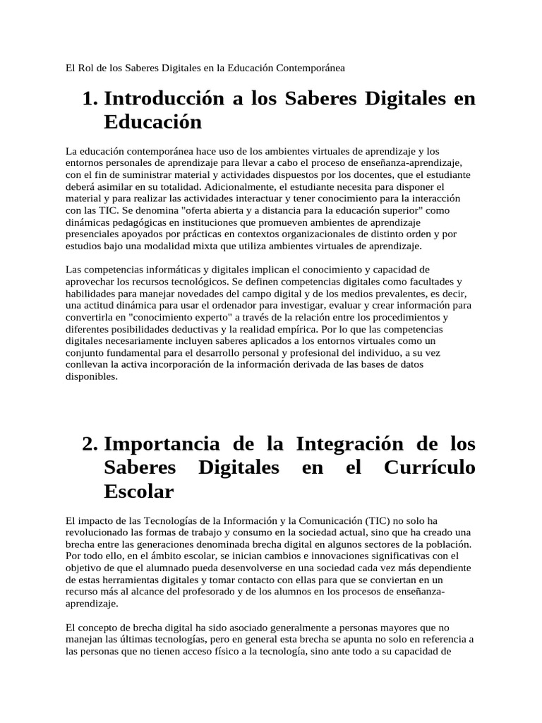 Saberes Digitales en la Educación Actual | PDF | Enseñando | Maestros
