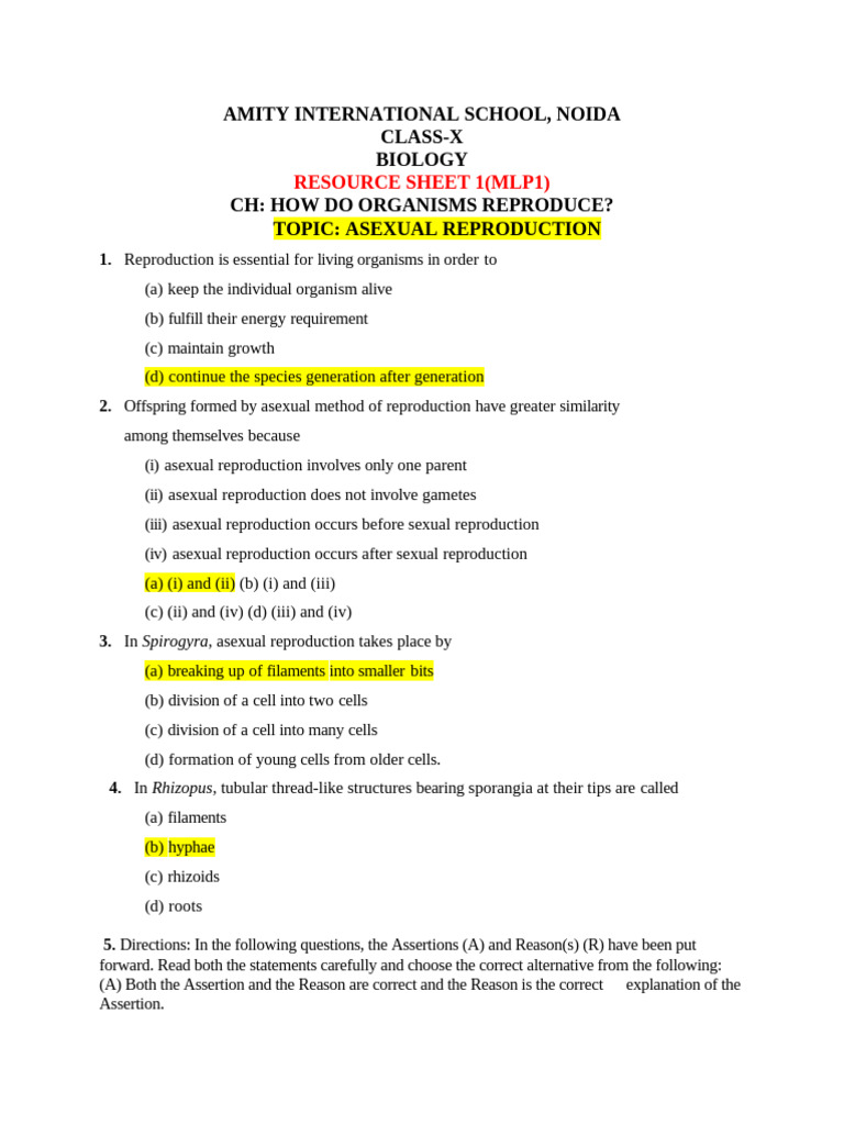 Bio HOW DO ORGANISMS REPRODUCE RS1 MLP1 | PDF | Reproduction | Biology