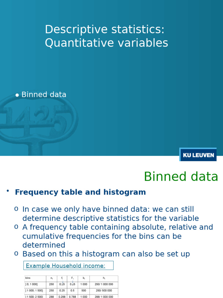 D2.5 - Binned Data | PDF | Probability Distribution | Histogram