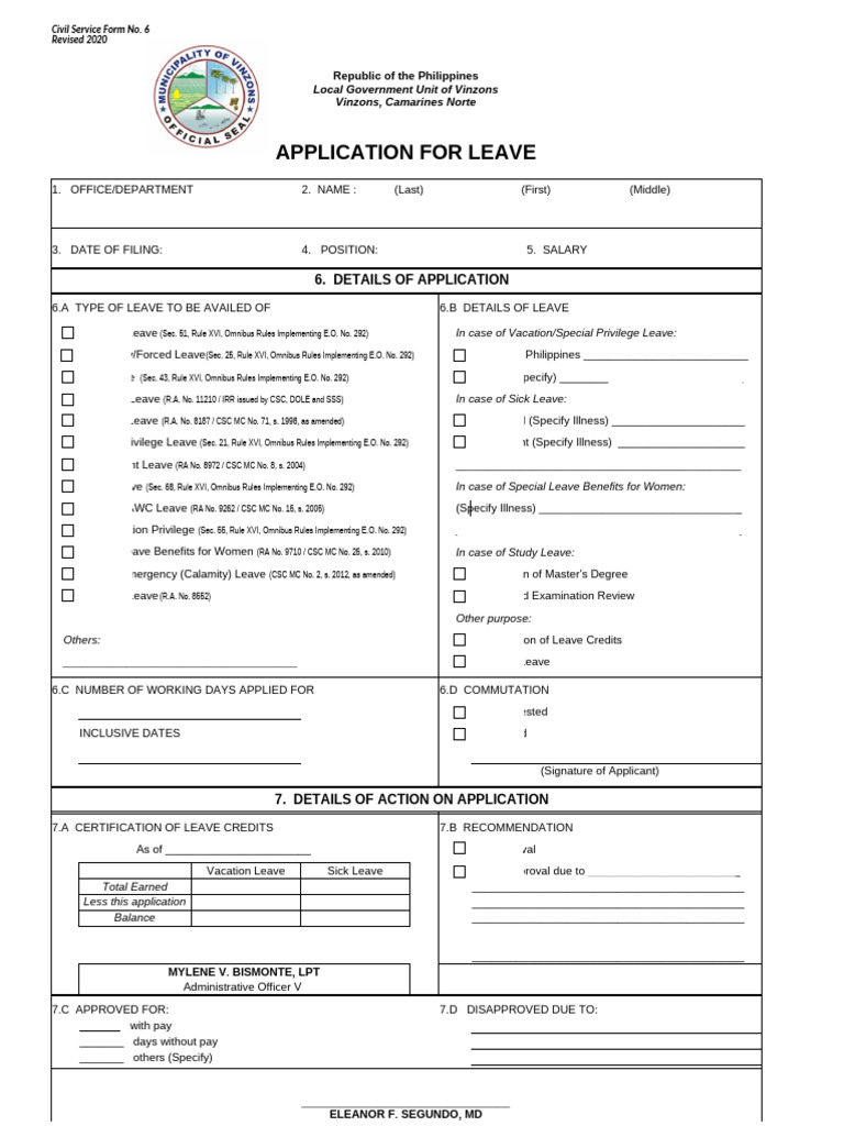 Blank 2021 Latest Leave Appln | PDF | Parental Leave | Sick Leave