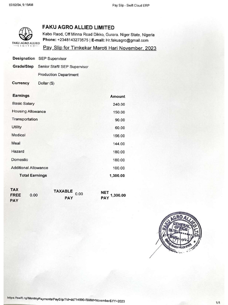 Maroti Timkekar Payslips | PDF