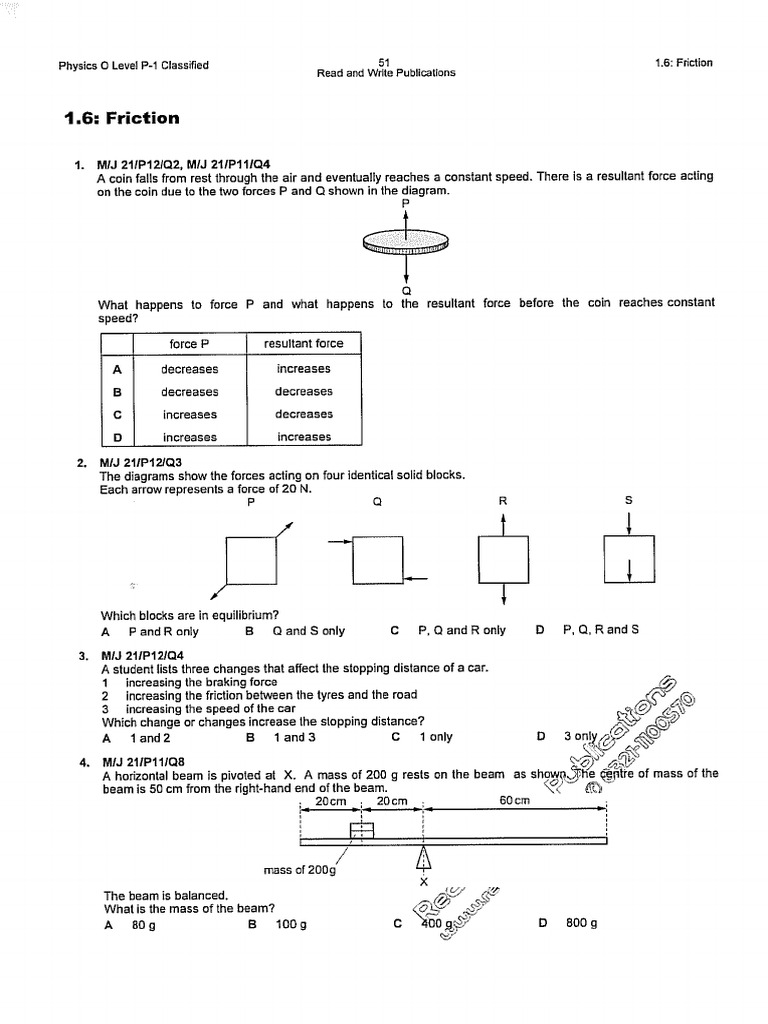 Friction (Marking Scheme Included) | PDF