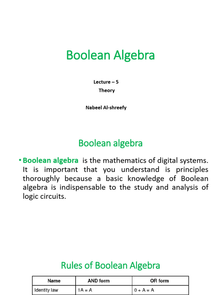 Understanding Boolean Algebra Basics | PDF