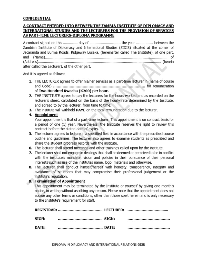 Part-Time Lecturer Contract for DDIR | PDF | Justice | Crime & Violence