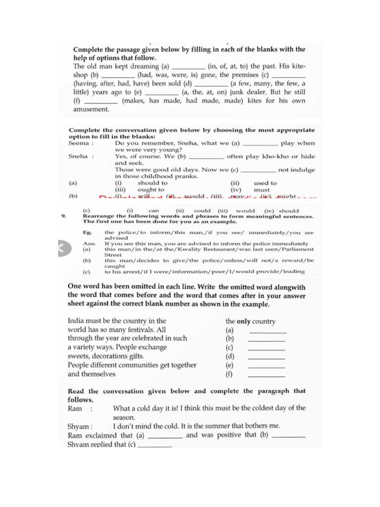 English Class 9 Grammar Practice | PDF