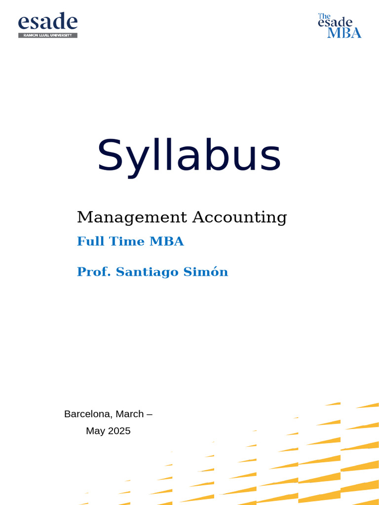 MBA Management Accounting Syllabus 2025 | PDF | Management Accounting ...