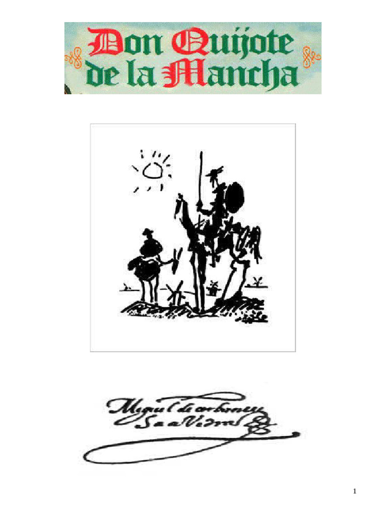 El Ingenioso Hidalgo Don Quijote de La Mancha Texto 1 | PDF