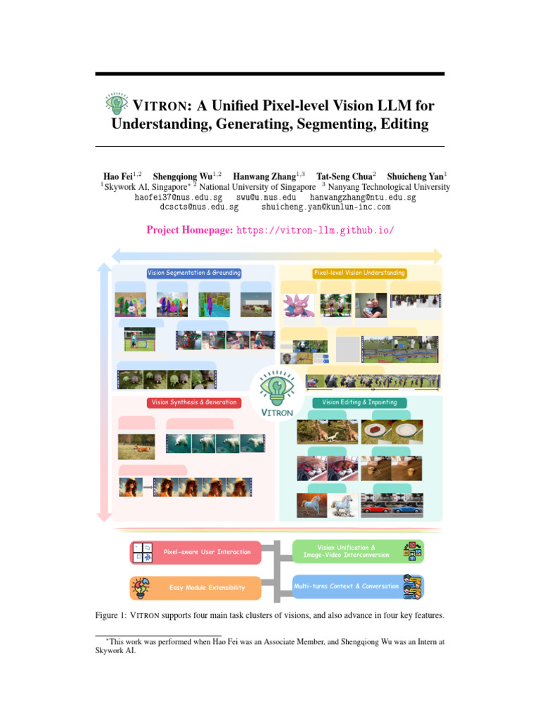 VITRON: Unified Vision LLM Overview | PDF | Computer Vision | Image ...