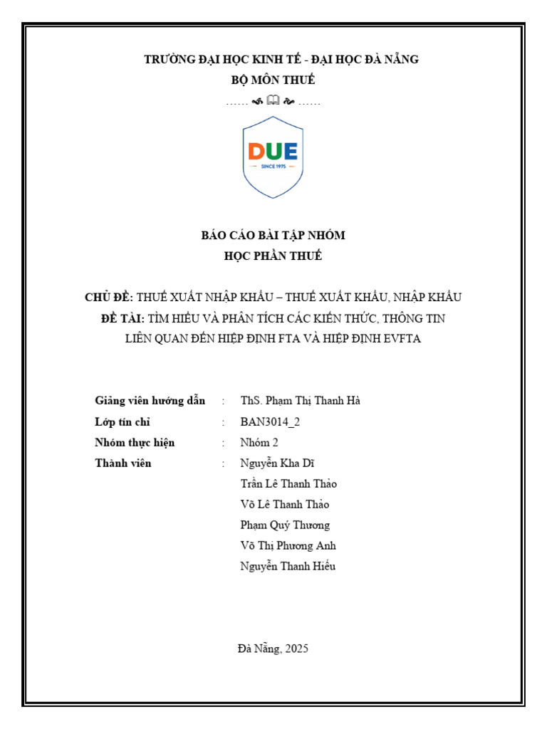 Thue XNK - BAN3014_2 - Nhom 2 - De tai 5 - Word | PDF