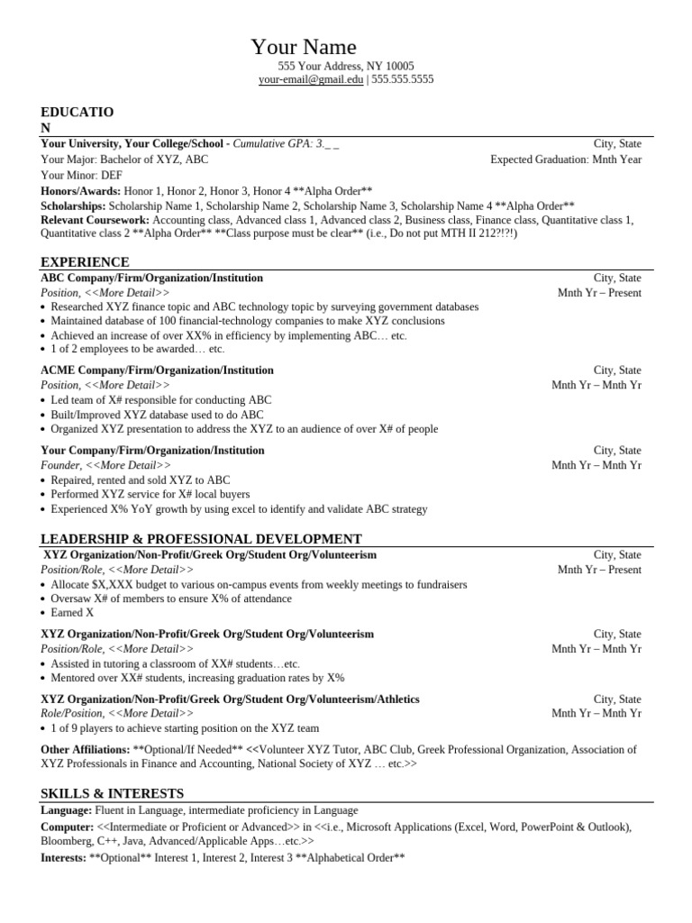 Resume Template MIDDLE East Job Style | PDF