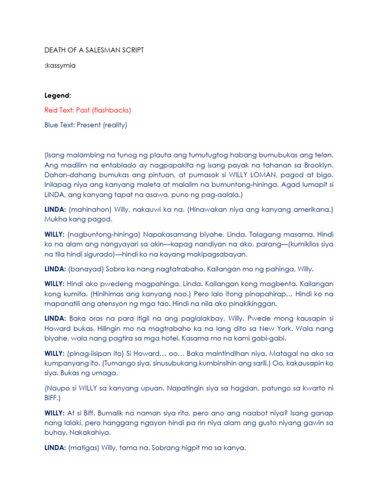 Script Death of a Salesman | PDF