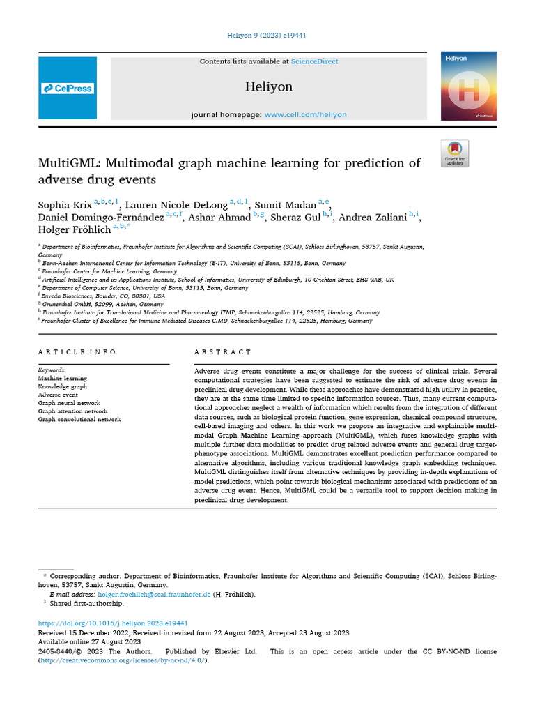 3 - MultiGML - Multimodal Graph Machine Learning for Prediction of Adverse Drug Events | PDF ...
