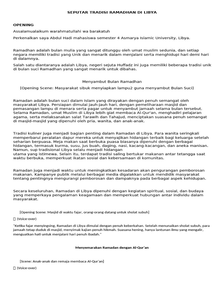 Naskah Tradisi Ramadhan Di Libya 1 | PDF