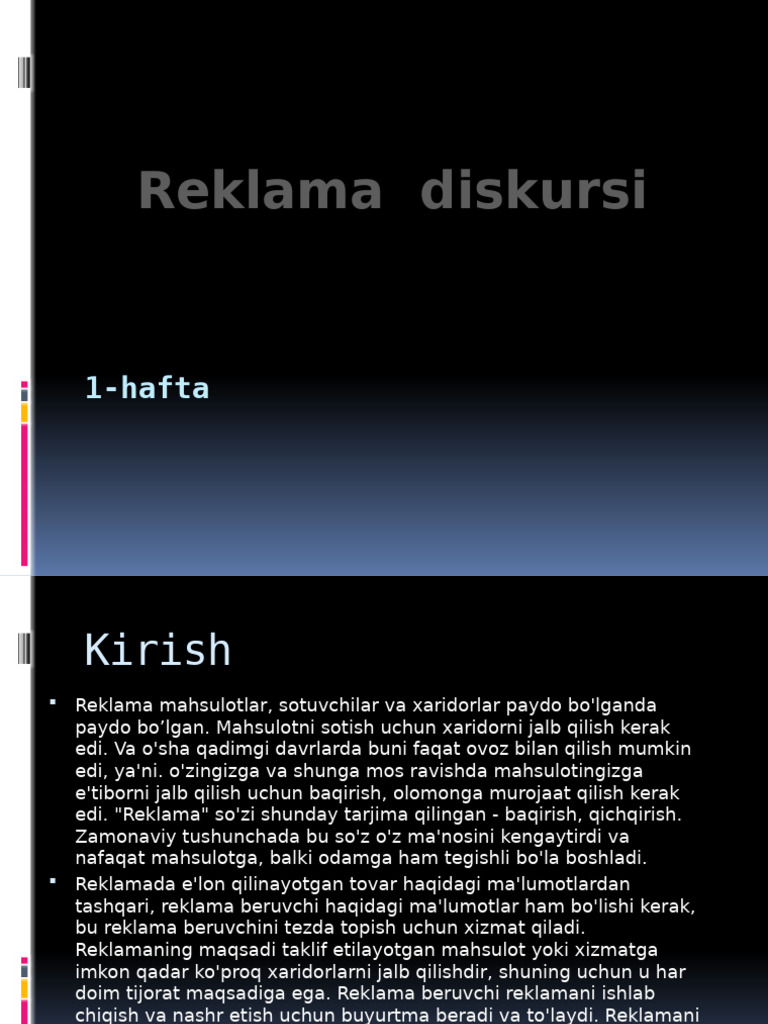 Tarjima Diskursi 1-Hafta | PDF