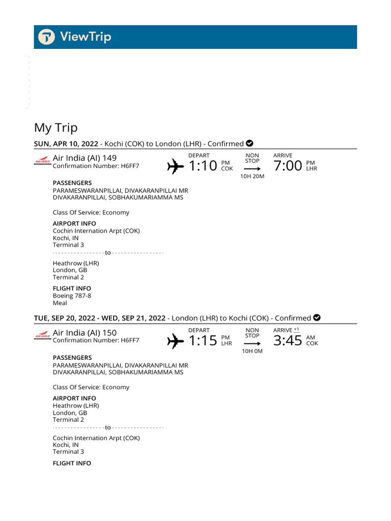 Travelport Viewtrip - My Trip | PDF