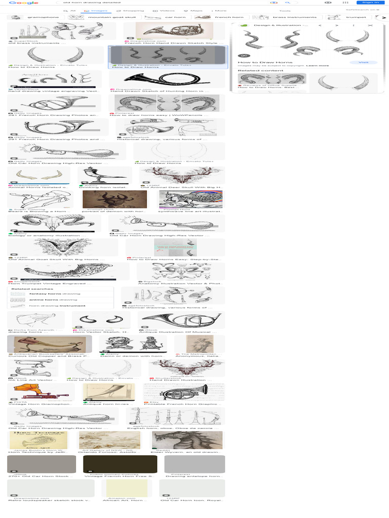 Old Horn Drawing Detailed - Google Search | PDF