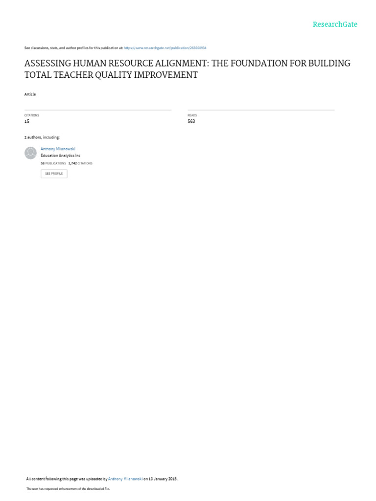 ASSESSING_HUMAN_RESOURCE_ALIGNMENT_THE_FOUNDATION_ | PDF | Teachers ...